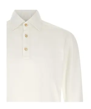 Kiton Positano Long Sleeve Polo Shirt - White