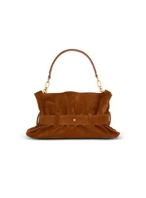 Balmain Medium Shoulder Bag With Belt Buckle Detail - Brown