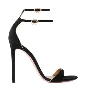 GIANVITO ROSSI Suede Sandals With Gold Leather Trim