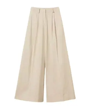 TWINSET Pleated Palazzo Trousers With Metallic Finish - Nude