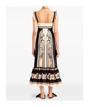 La DoubleJ Sleeveless Printed Midi Dress - Black