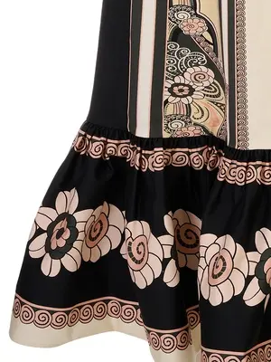 La DoubleJ Sleeveless Printed Midi Dress - Black