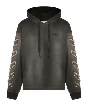 Off-White Distressed Detail Drawstring Hoodie