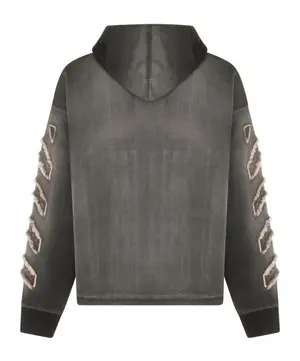 Off-White Distressed Detail Drawstring Hoodie