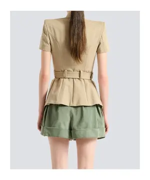 Balmain Belted Gabardine Anthem Jacket - Beige