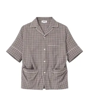 HED MAYNER Plaid Short-sleeved Shirt - Gray