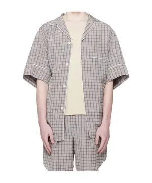 HED MAYNER Plaid Short-sleeved Shirt - Gray
