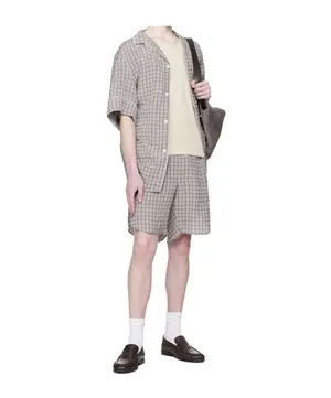 HED MAYNER Plaid Short-sleeved Shirt - Gray