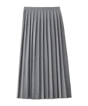 LISA YANG Minda Pleated Cotton And Cashmere-blend Midi Skirt - Gray