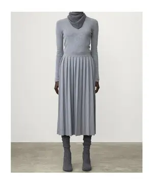 LISA YANG Minda Pleated Cotton And Cashmere-blend Midi Skirt - Gray