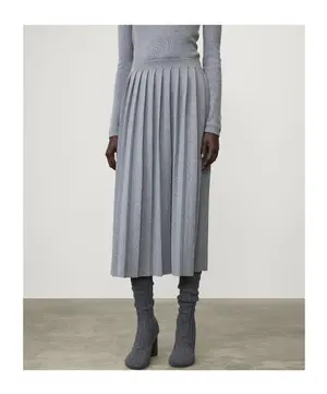 LISA YANG Minda Pleated Cotton And Cashmere-blend Midi Skirt - Gray