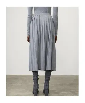 LISA YANG Minda Pleated Cotton And Cashmere-blend Midi Skirt - Gray