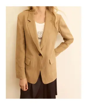 Marella Washed Linen Single-breasted Blazer
