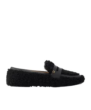 GIANVITO ROSSI Shearling Loafers With Leather Trim - Black