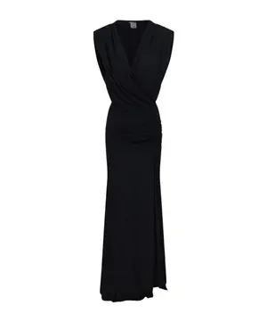 AMAZUIN Meghan Draped Maxi Dress - Black