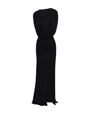 AMAZUIN Meghan Draped Maxi Dress - Black