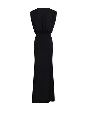 AMAZUIN Meghan Draped Maxi Dress - Black