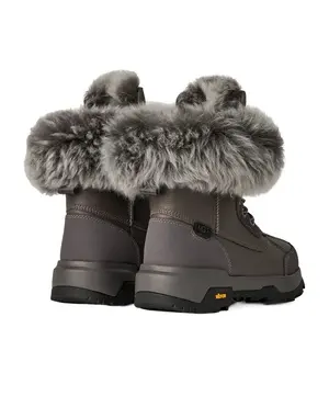 UGG Adirondack Lace-up Boots With Sheepskin Cuff - Charcoal