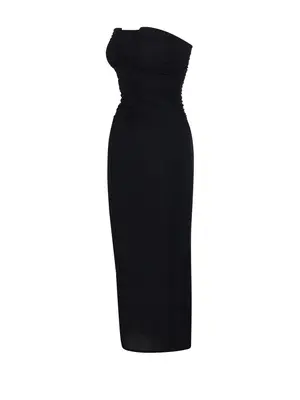 AMAZUIN Natalie Ruched Strapless V-neck Midi Dress