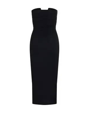 AMAZUIN Natalie Ruched Strapless V-neck Midi Dress