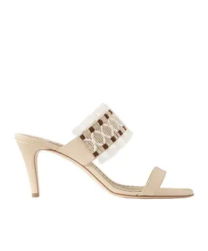 Manolo Blahnik Raffia And Leather Sandals