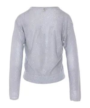 Patrizia Pepe Sequin V-neck Knitted Sweater - Gray