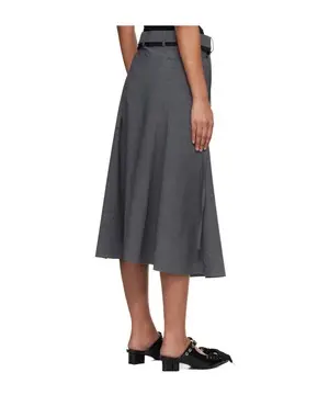 Ottolinger Pleated Wool Blend Midi Skirt With Asymmetrical Cut