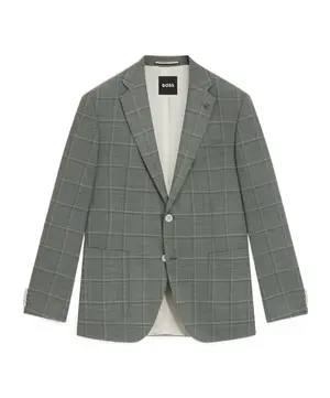 Hugo Boss Checked Patch-pocket Blazer - Green