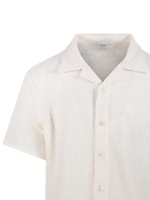 DUNST Open Collar Crochet Shirt - White