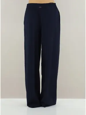 TWINSET Embroidered Wide Leg Trousers With Elasticated Waistband