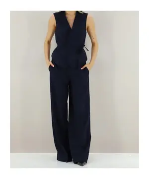 TWINSET Embroidered Wide Leg Trousers With Elasticated Waistband