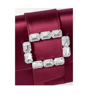 Manolo Blahnik Crystal-embellished Satin Clutch - Red