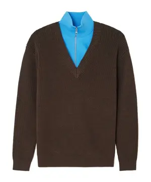 Tibi Wool-blend Half-zip Sweater