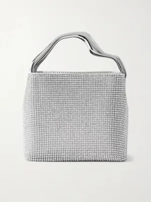 Cult Gaia Solene Mini Crystal-embellished Metallic Leather Tote - Gray