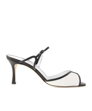 Manolo Blahnik Two-tone Leather Mules With Stiletto Heel