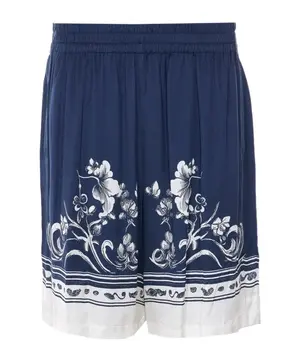 IH NOM UH NIT Printed Elastic Waist Shorts - Blue
