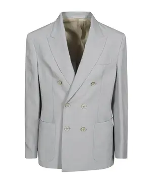 Eleventy Double-breasted Patch-pocket Blazer - Gray