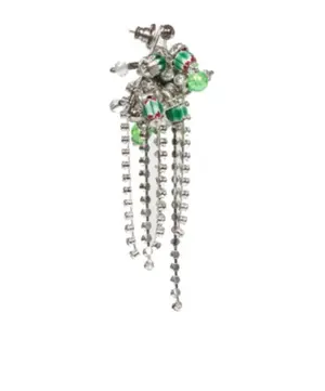 Dries Van Noten Embellished Dangle Pendant Earrings - Gray
