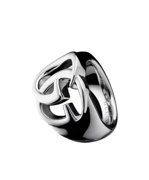 Gucci Gg Marmont Cut-out Wide Ring - Palladium Tone