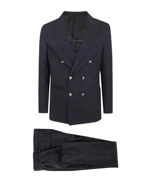 Eleventy Double-breasted Suit Jacket And Trousers Two-piece Set - Black