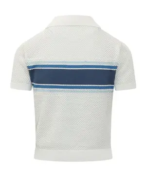 Casablanca Mesh Stripe Zip Polo Top