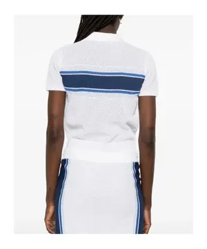 Casablanca Mesh Stripe Zip Polo Top