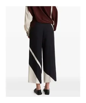 Alberta Ferretti Viscose Twill Trousers With Graphic Print - Black