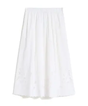 Max Mara Embroidered Poplin Midi Skirt - White