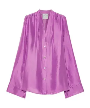 FORTE_FORTE V-neck Button-up Shirt - Burlesque