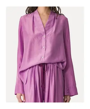 FORTE_FORTE V-neck Button-up Shirt - Burlesque