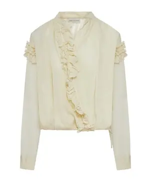 Dries Van Noten Long Sleeve Ruffle Shirt - Ivory