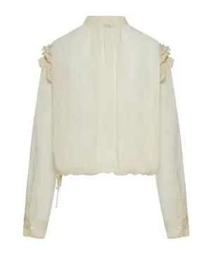 Dries Van Noten Long Sleeve Ruffle Shirt - Ivory