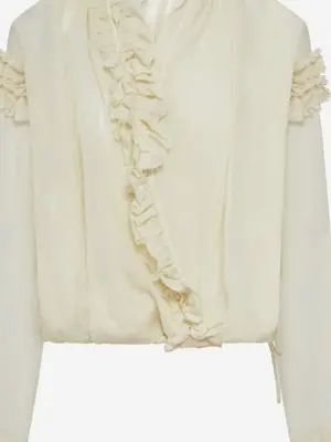 Dries Van Noten Long Sleeve Ruffle Shirt - Ivory