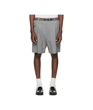 WOOYOUNGMI Pleated Belted Blend Twill Shorts